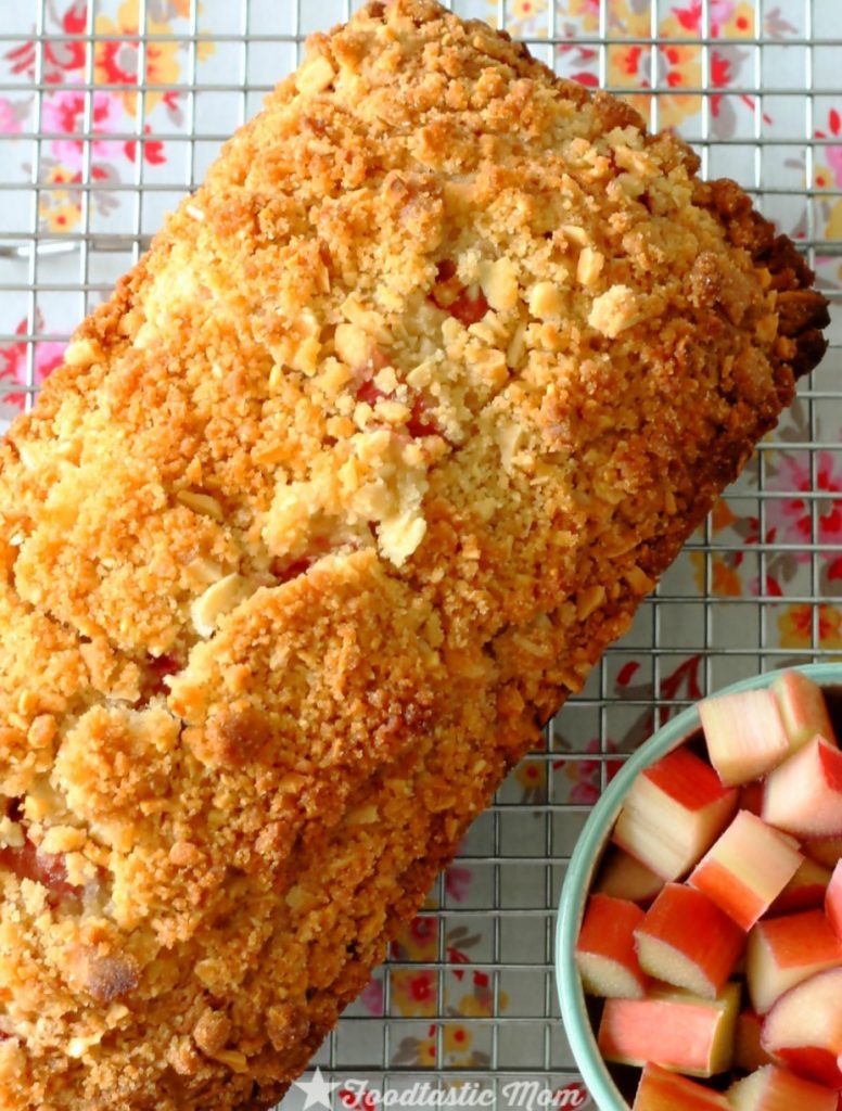 Rhubarb Quick Bread with Almond Streusel - Foodtastic Mom