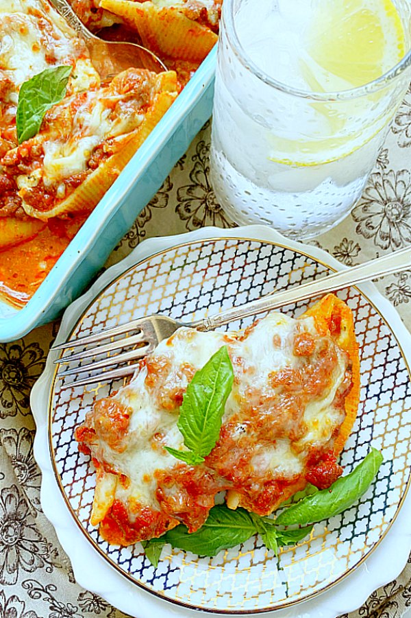 Conchiglioni Pasta Stuffed Shells with Meat Sauce - Foodtastic Mom