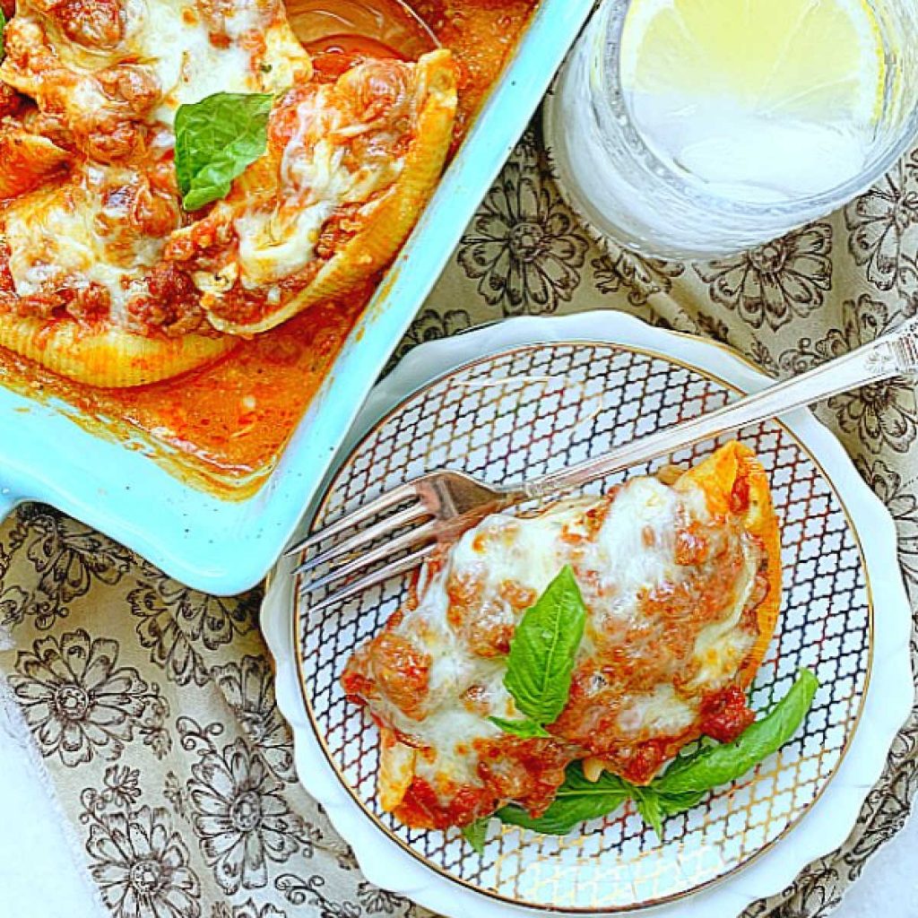 Conchiglioni Pasta Stuffed Shells with Meat Sauce - Foodtastic Mom
